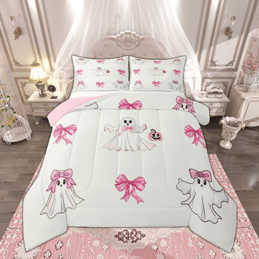 Manfei Girls Halloween Bedding Comforter Set, Cute Cartoon Pumpkin ...