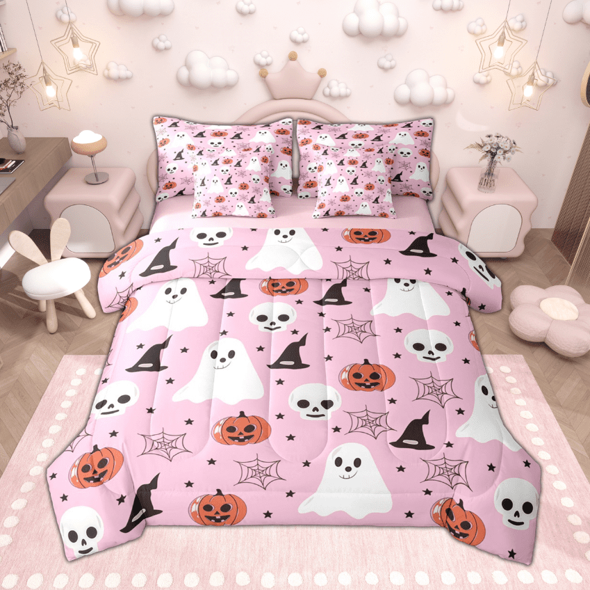 Manfei Girls Happy Halloween Bedding Comforter Set 7pcs, Kawaii Spooky ...