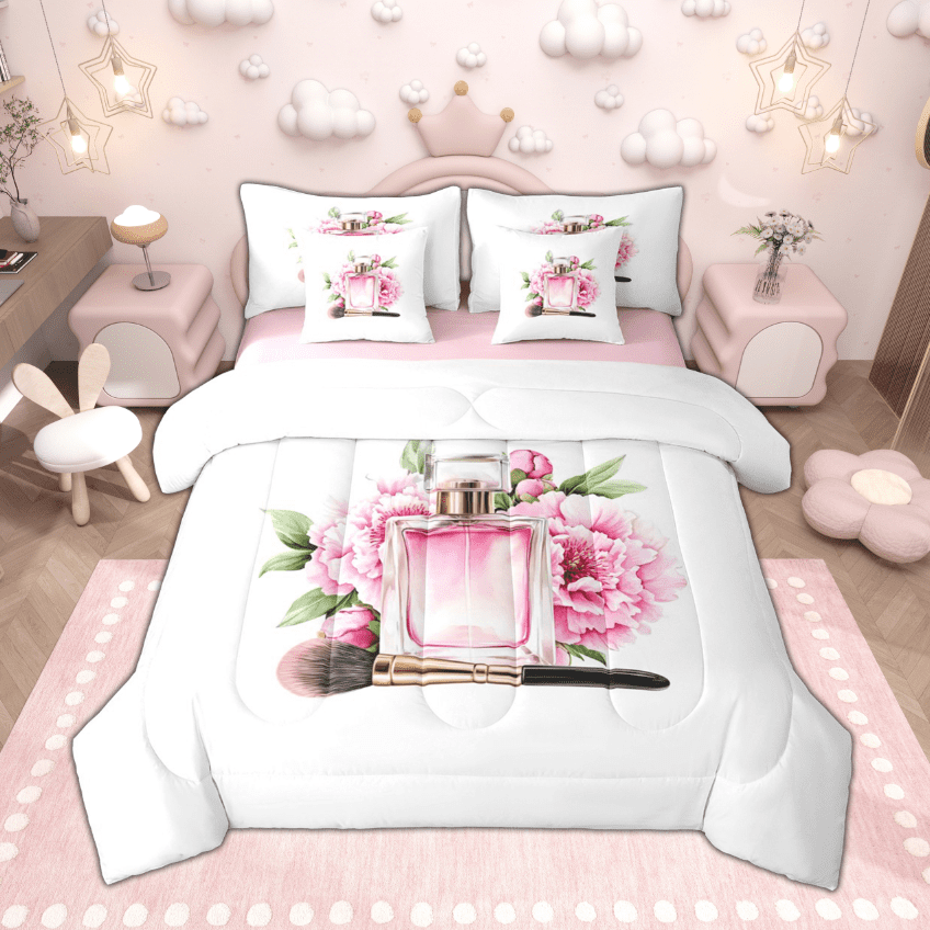 Manfei Girls Perfume Bedding Comforter Set, Cosmetic Brush Queen ...