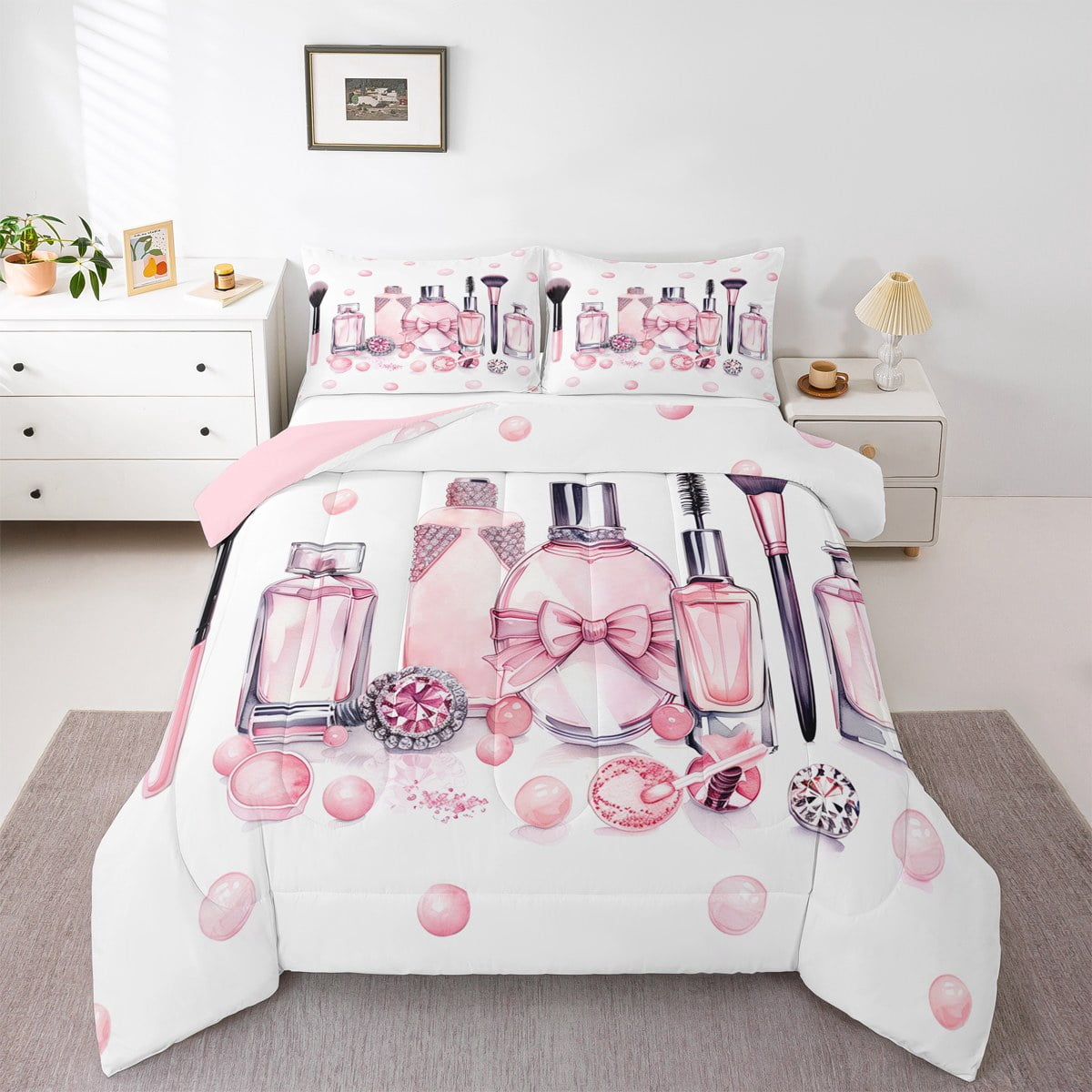 Manfei Girls Perfume Lipstick Queen Comforter Set,Chic Diamond Ring ...