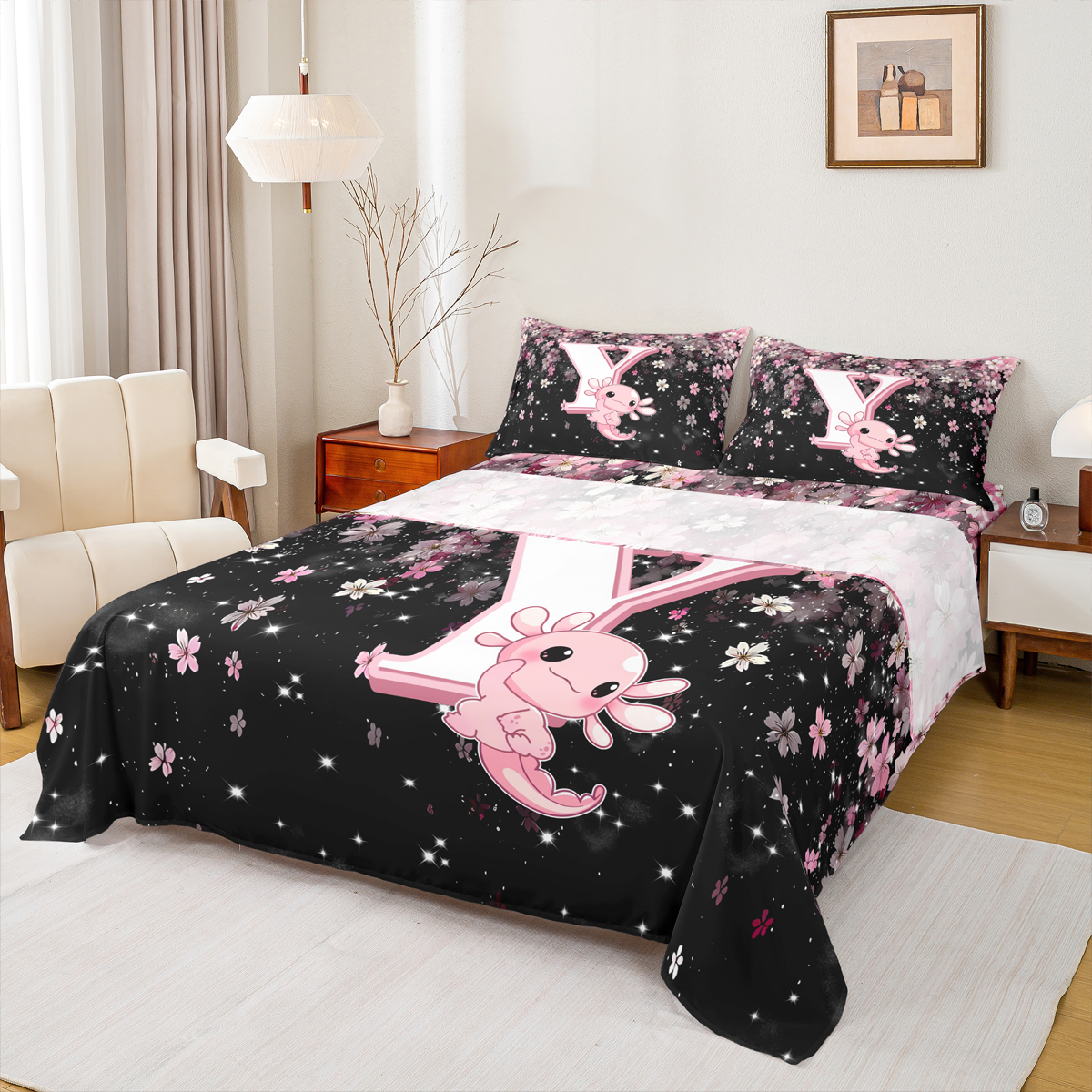 Manfei Girls Pink Monogrammed Full Size Sheets 4-Piece, Personalized ...
