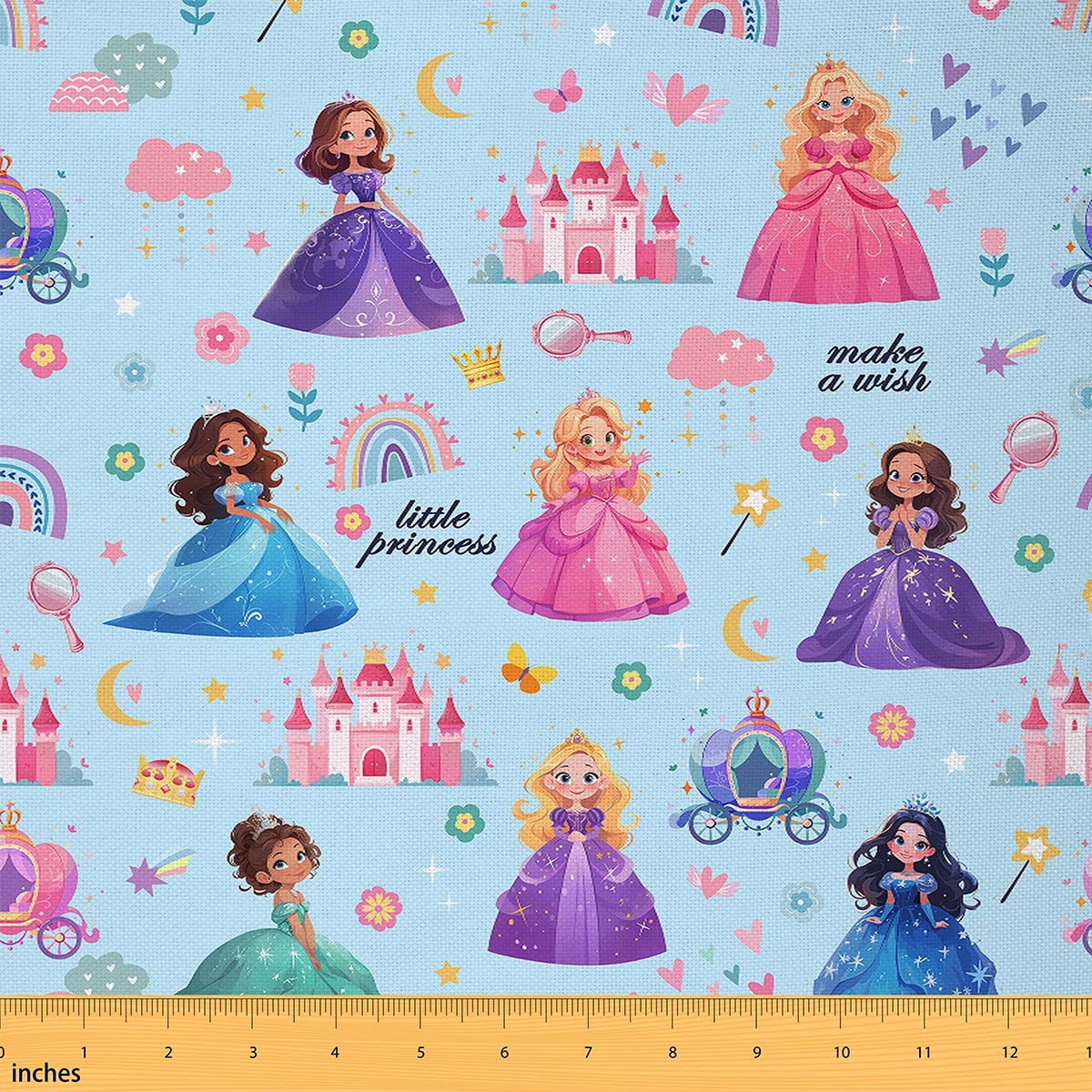 Manfei Girls Princess Sewing & Crafting Fabric (2 Yards), Fairy Tale ...