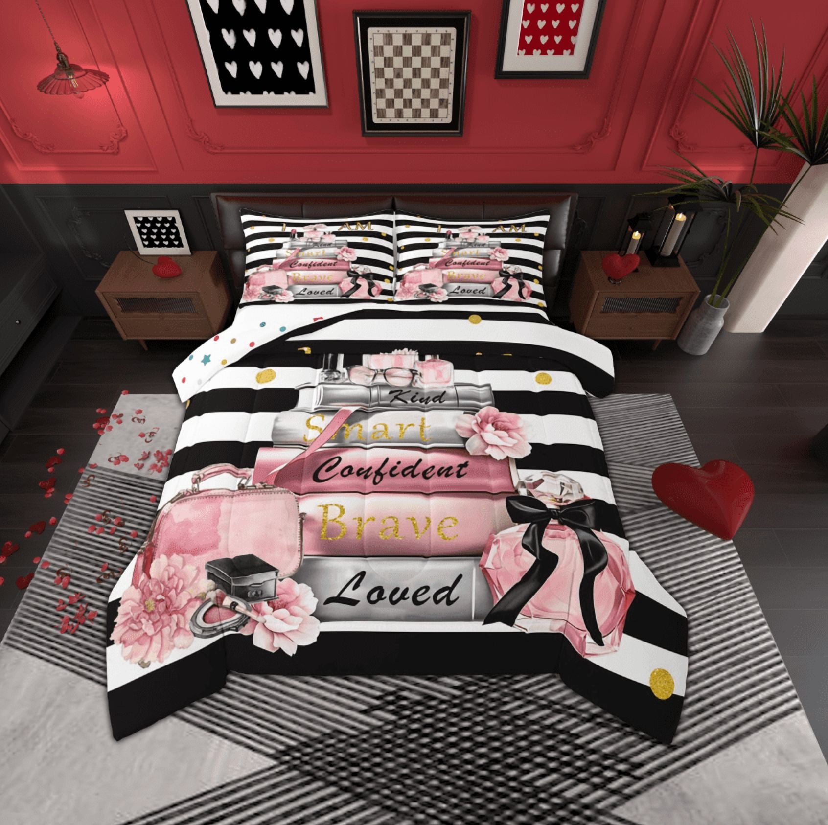 Manfei Girly Fashion Bag Bedding Comforter Set,Books Flower Perfume ...