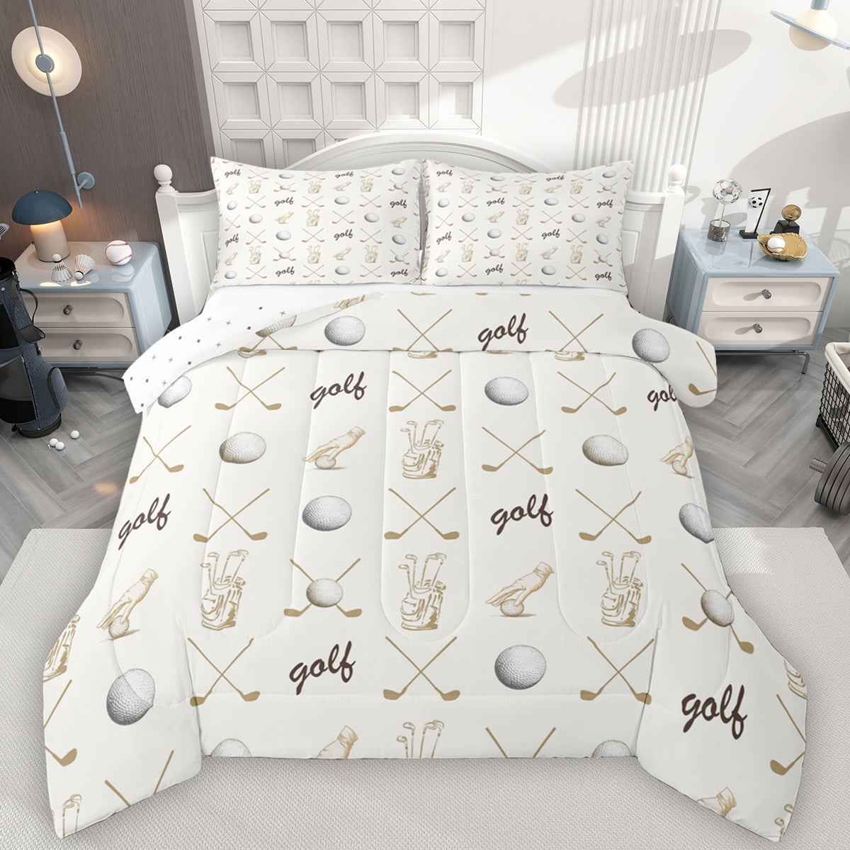 Manfei Golf Ball Gamer Bedding Comforter Set,Sport Theme Twin Comforter ...