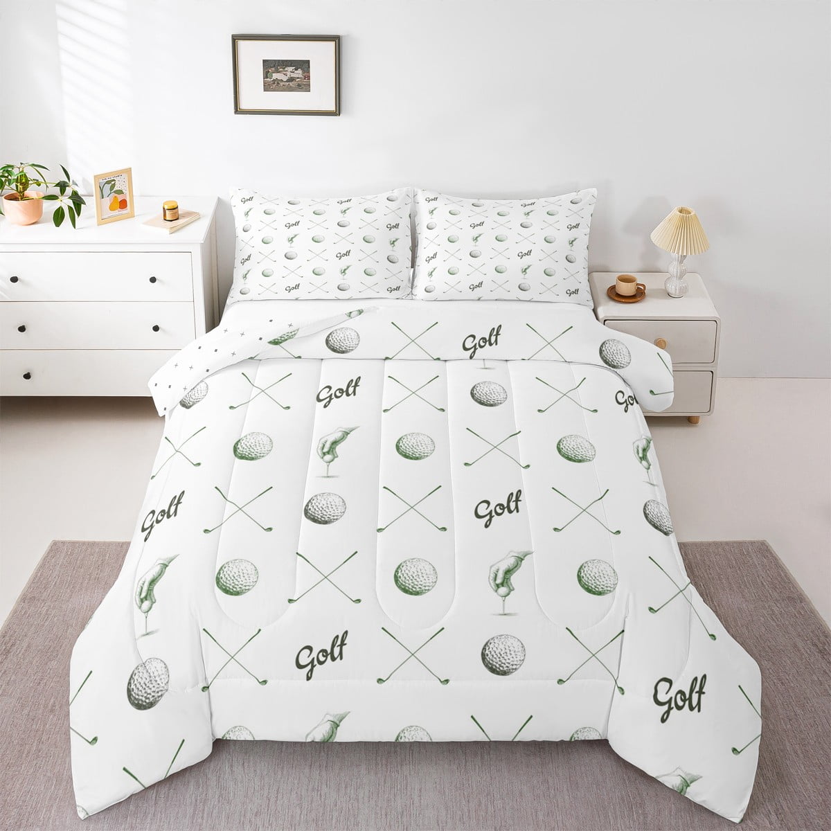 Manfei Golf Ball King Size Comforter Sets,Golf Club Bedding Comforter ...