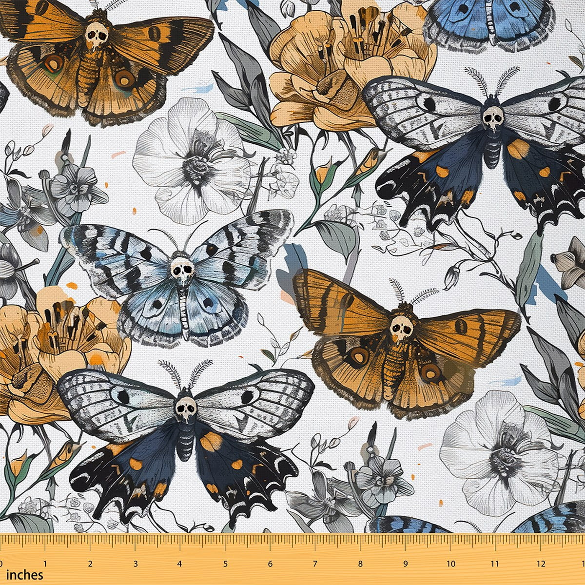 Manfei Gothic Death Moth Butterfly Sewing & Crafting Fabric (10 Yards ...