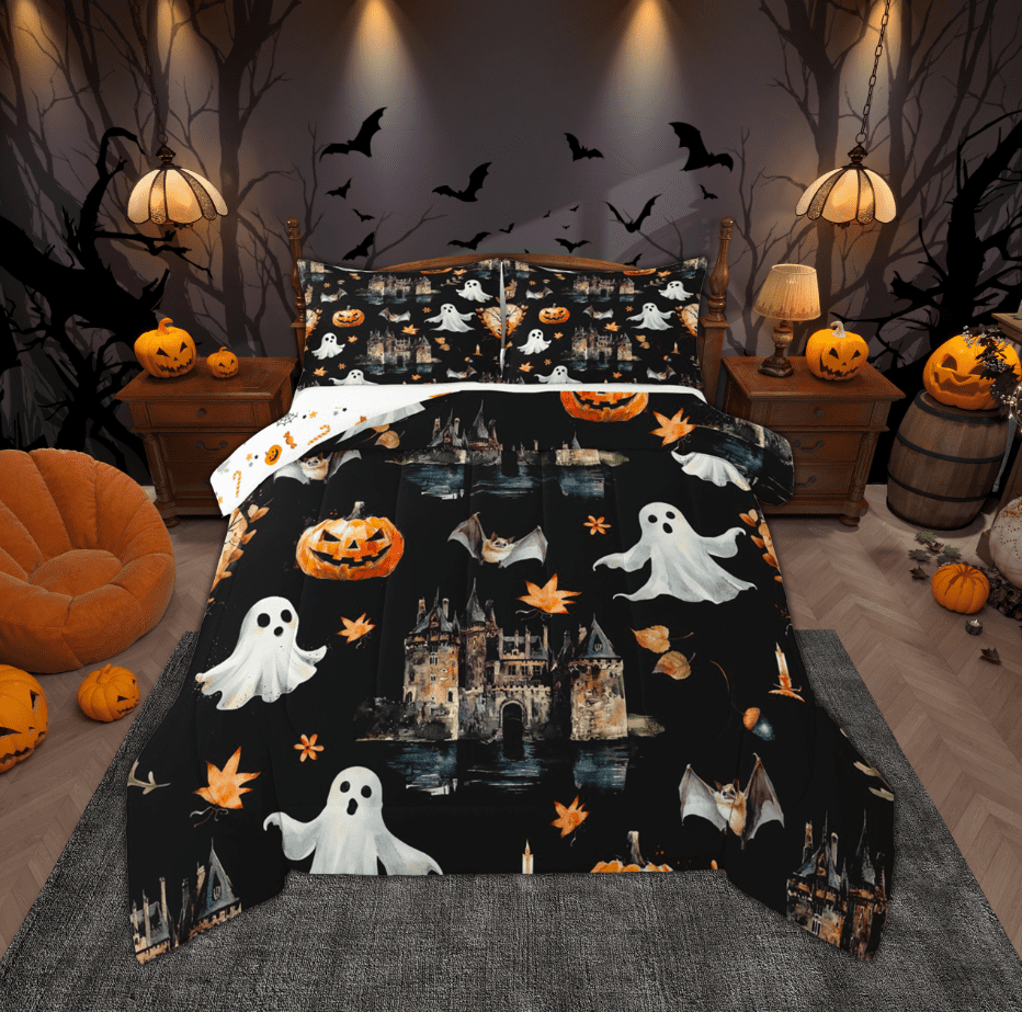 Manfei Gothic Horror Castle Full Size Comforter Sets, Funny Ghost ...