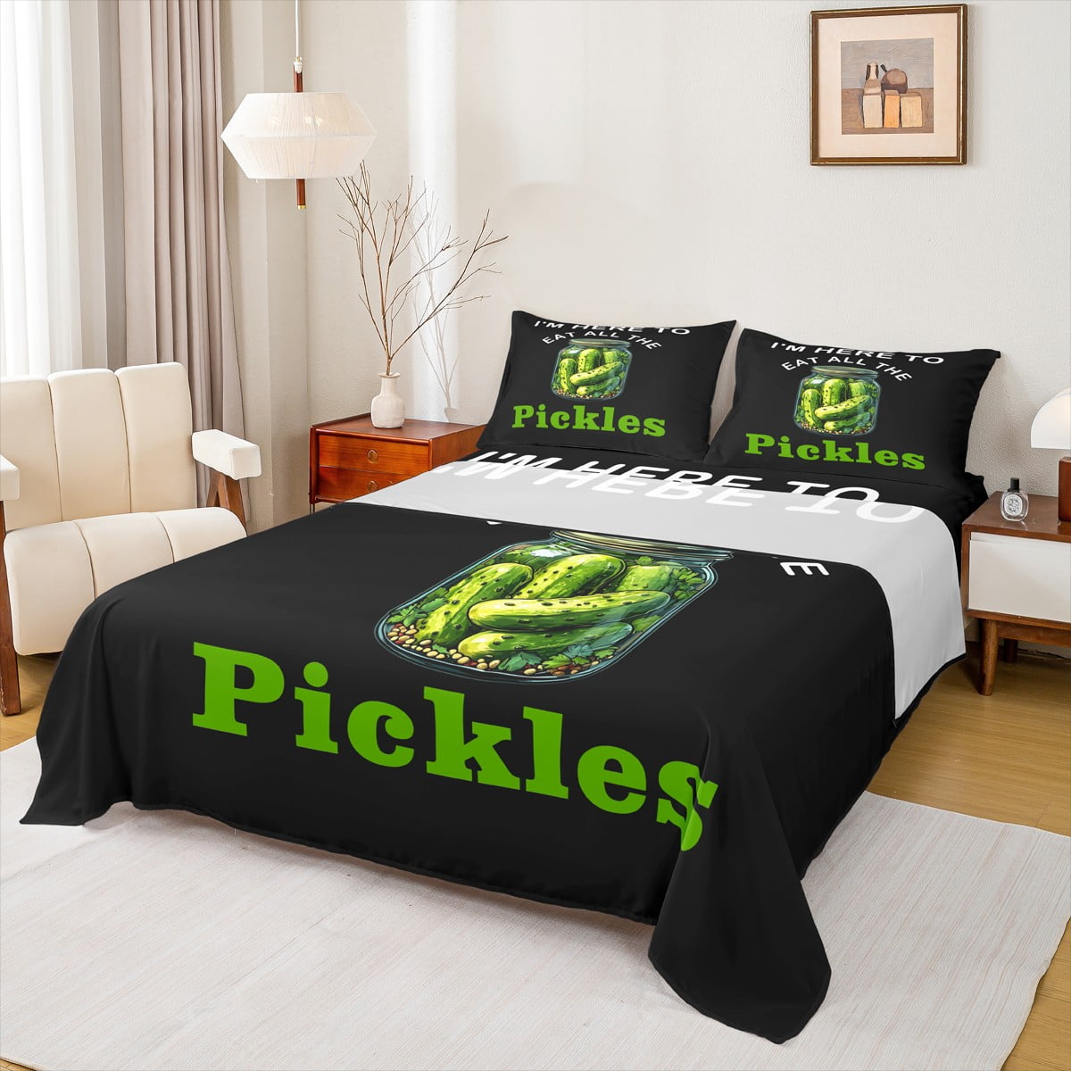 Manfei Green Cucumber 4pcs Bed Sheets,Botanical Plants King Sheets ...