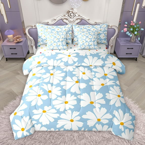 Manfei Groovy Flower Floral Bedding Comforter Set 7 Pieces for Kids ...