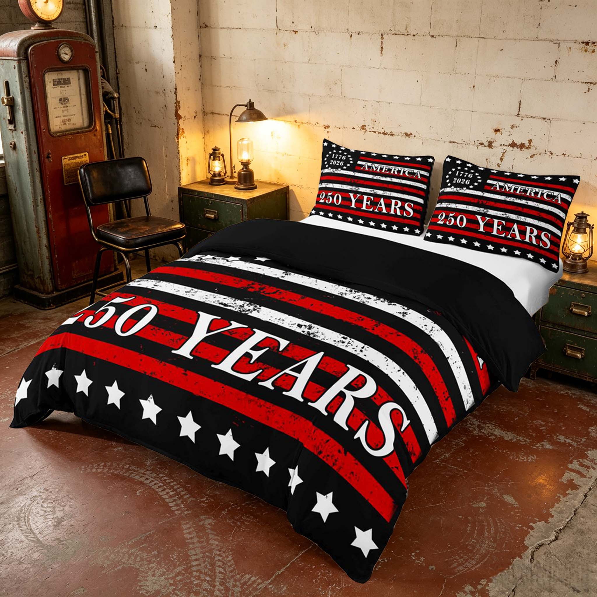 Manfei Grunge American Flag Duvet Cover Queen, America 250 Years Print ...