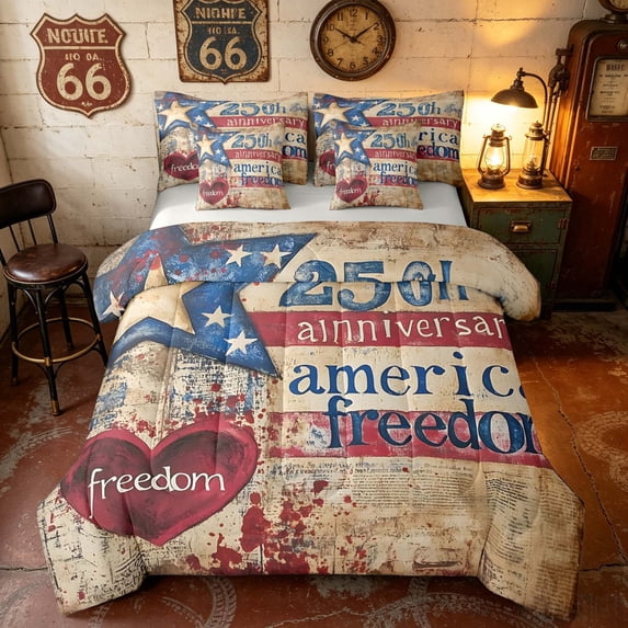 Manfei Grunge Stars Twin Bedding, 250th Anniversary America Freedom ...