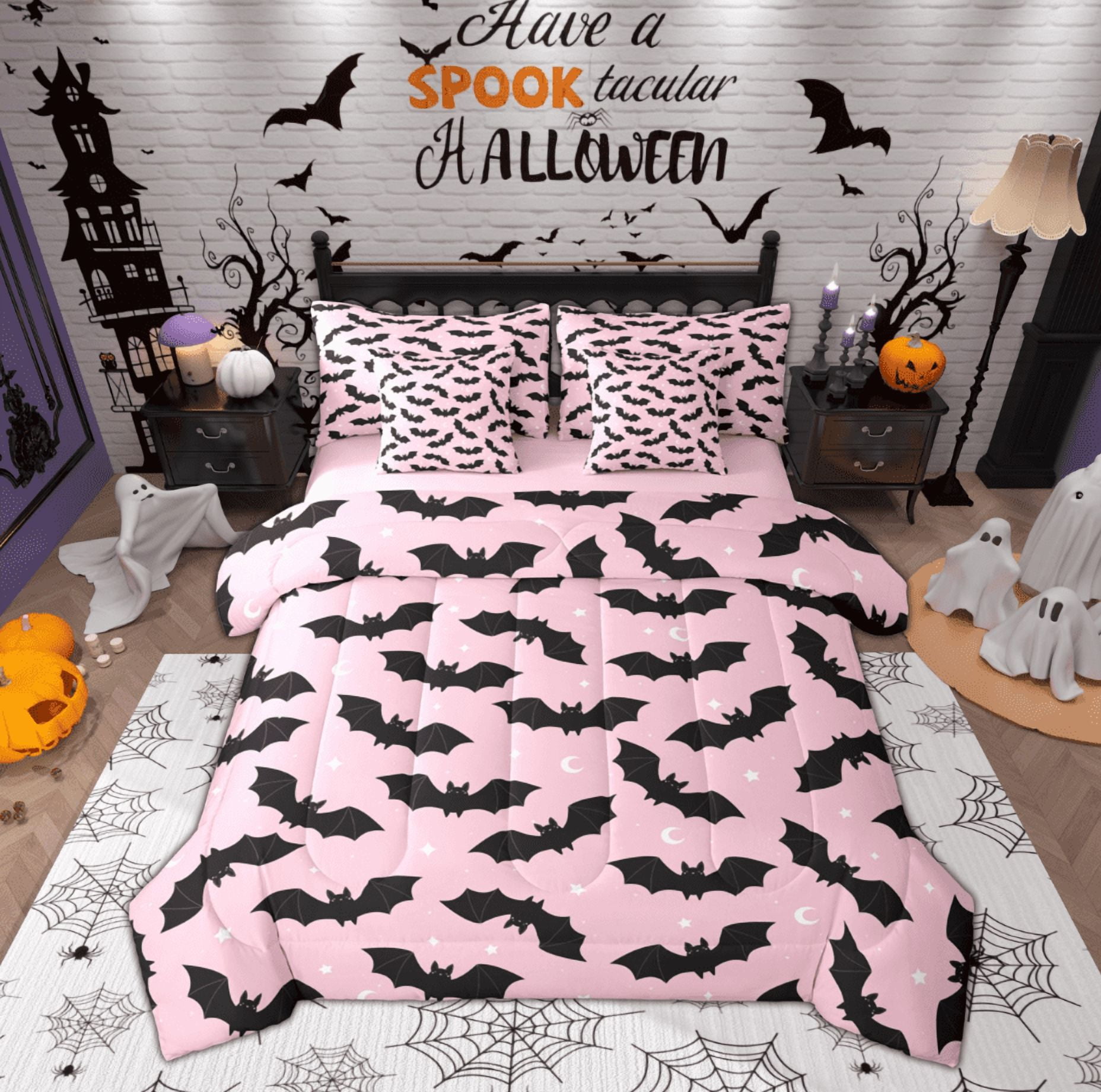 Manfei Halloween Bat Child Bedding Comforter Set 7 Pieces, Cartoon ...