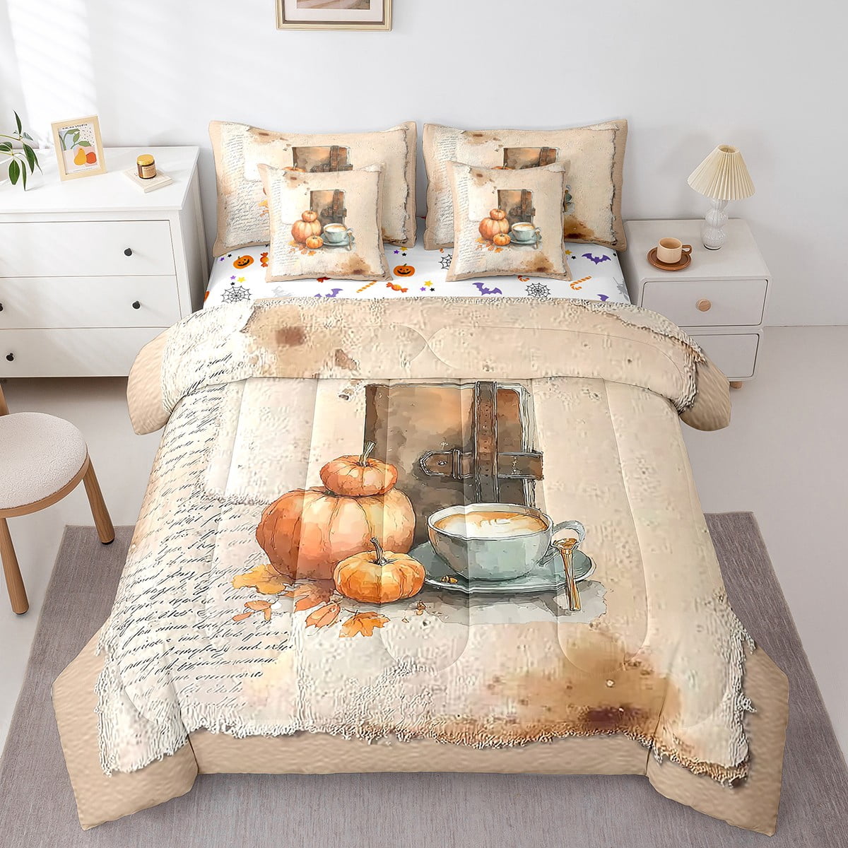 Manfei Halloween Day Bedding Comforter Set 7pcs,Vintage Oil Painting ...