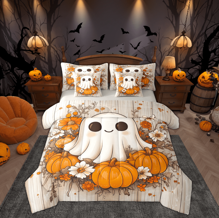Manfei Halloween Ghost Child Bedding Comforter Set 7 Pieces, Autumn ...