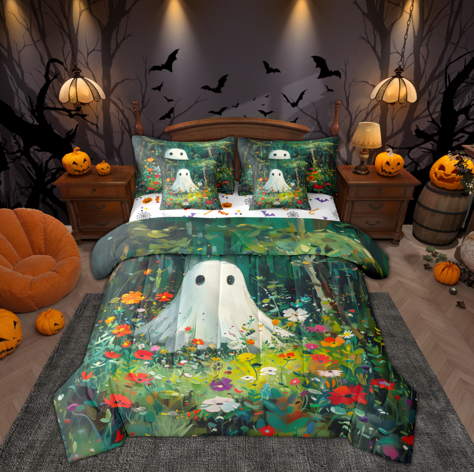 Manfei Halloween Ghost Queen Bedding Set (7pcs) - Jungle Daisy, Rustic ...
