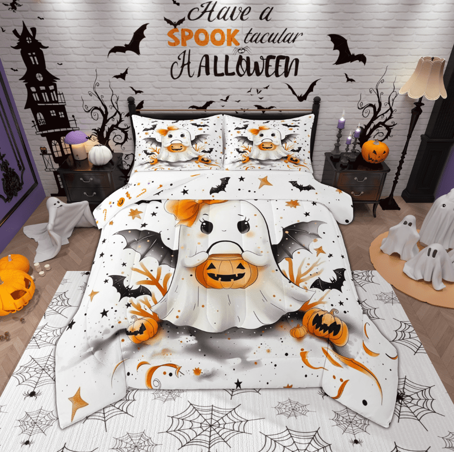 Manfei Halloween Ghost Child Full Size Comforter Sets, Horror Pumpkin ...