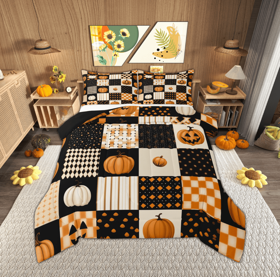 Manfei Halloween Pumpkin Child Full Size Comforter Sets, Vintage ...