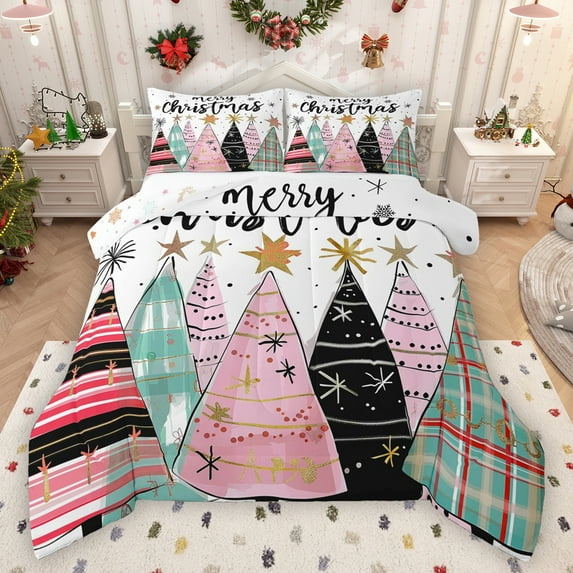 Manfei Happy Christmas Queen Comforter Set,Bohemain Xmas Tree Bedding ...