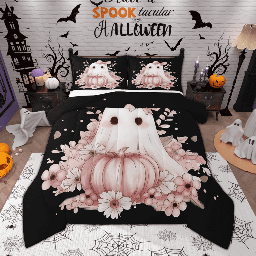 Manfei Happy Halloween Bedding Comforter Set for Kids Girls, Spooky ...