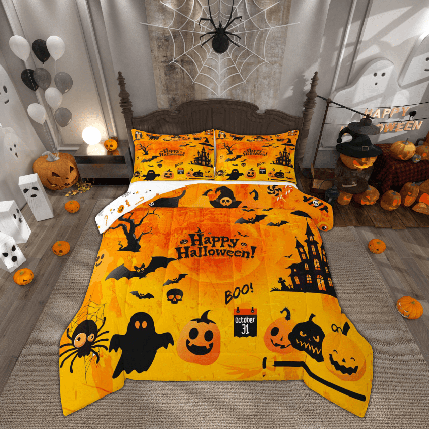 Manfei Happy Halloween Bedding Comforter Set, Spooky Ghost Down ...