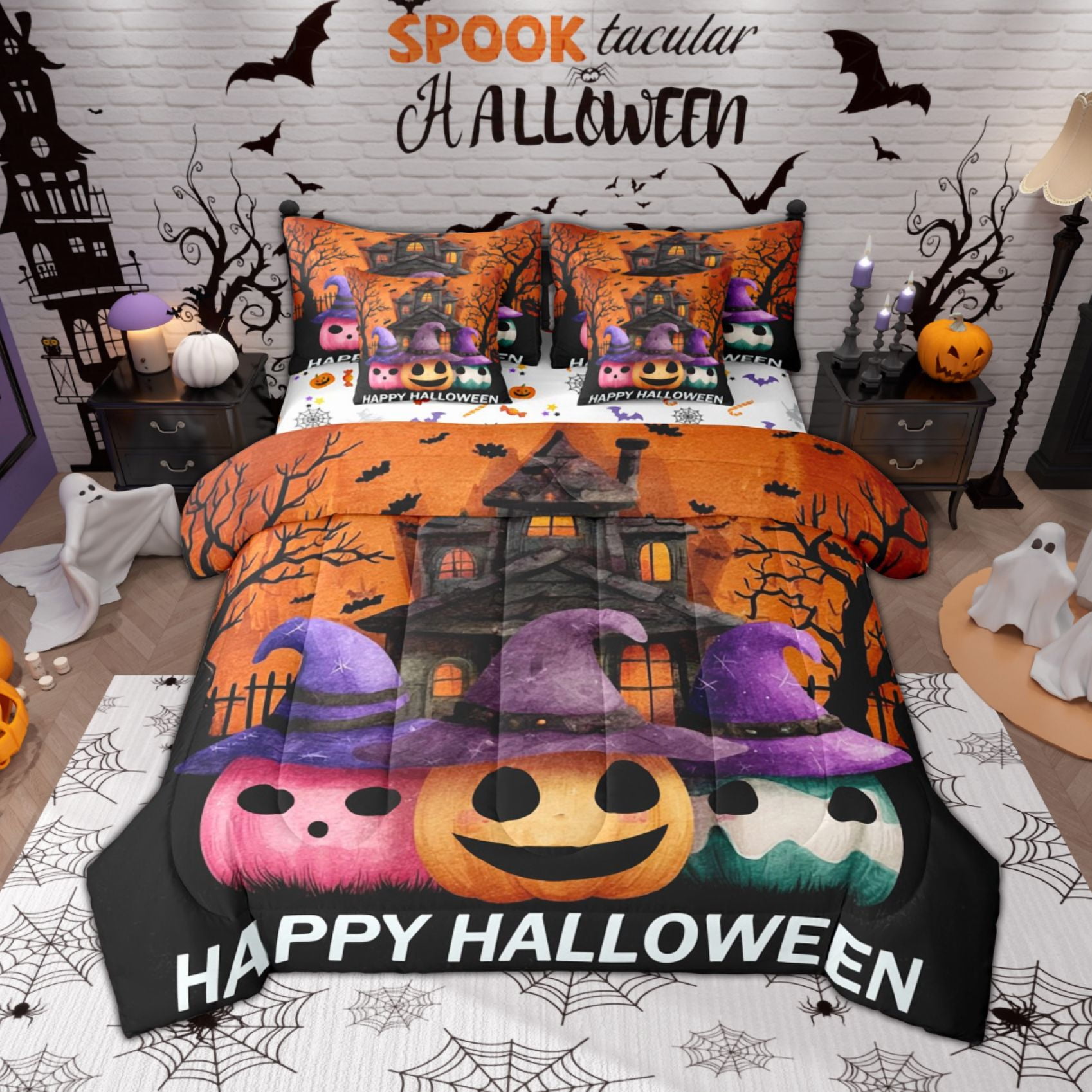 Manfei Happy Halloween Print Bedding Comforter Set 7-Piece for Kids ...