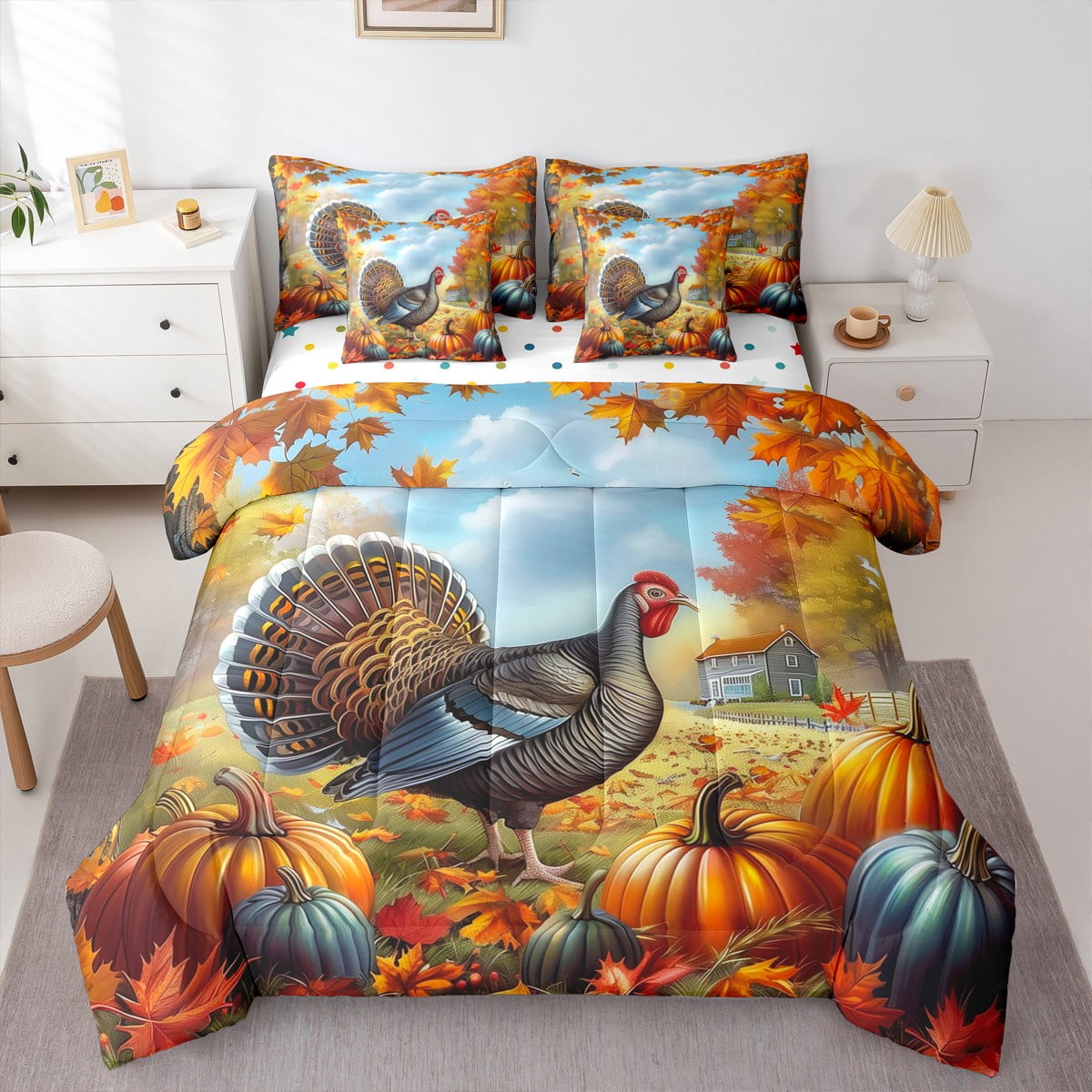 Manfei Happy Thanksgiving Day 7-Piece Bedding Comforter Set,Hello Fall ...