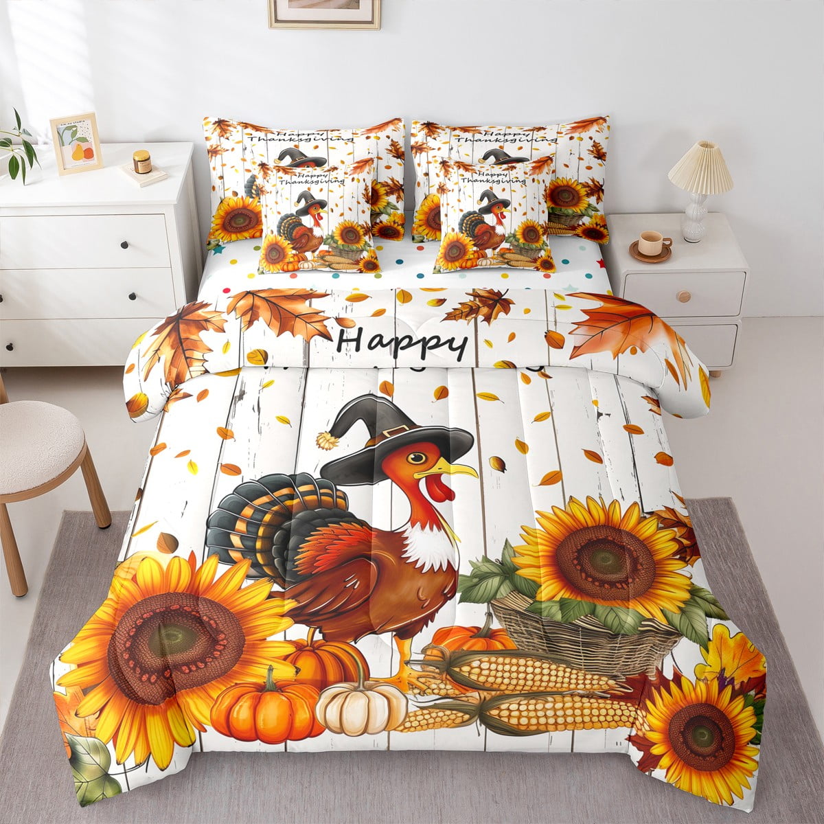 Manfei Happy Thanksgiving Day 7-Piece Bedding Comforter Set,Turkey ...