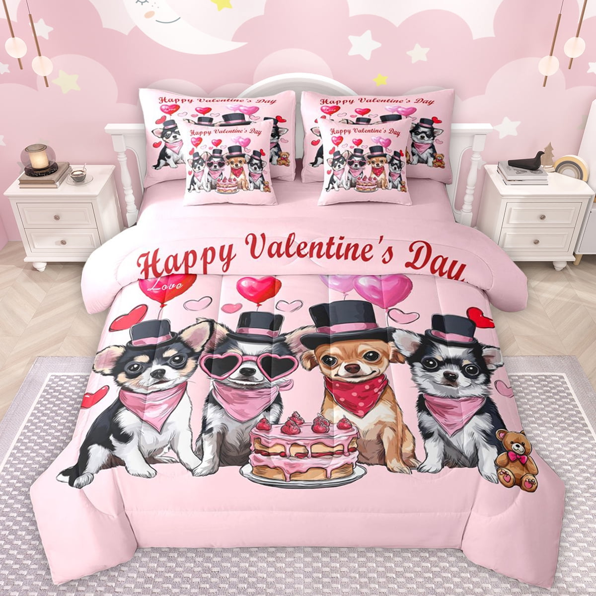 Manfei Happy Valentine'S Day 7-Piece Bedding Comforter Set,Cute Puppy ...