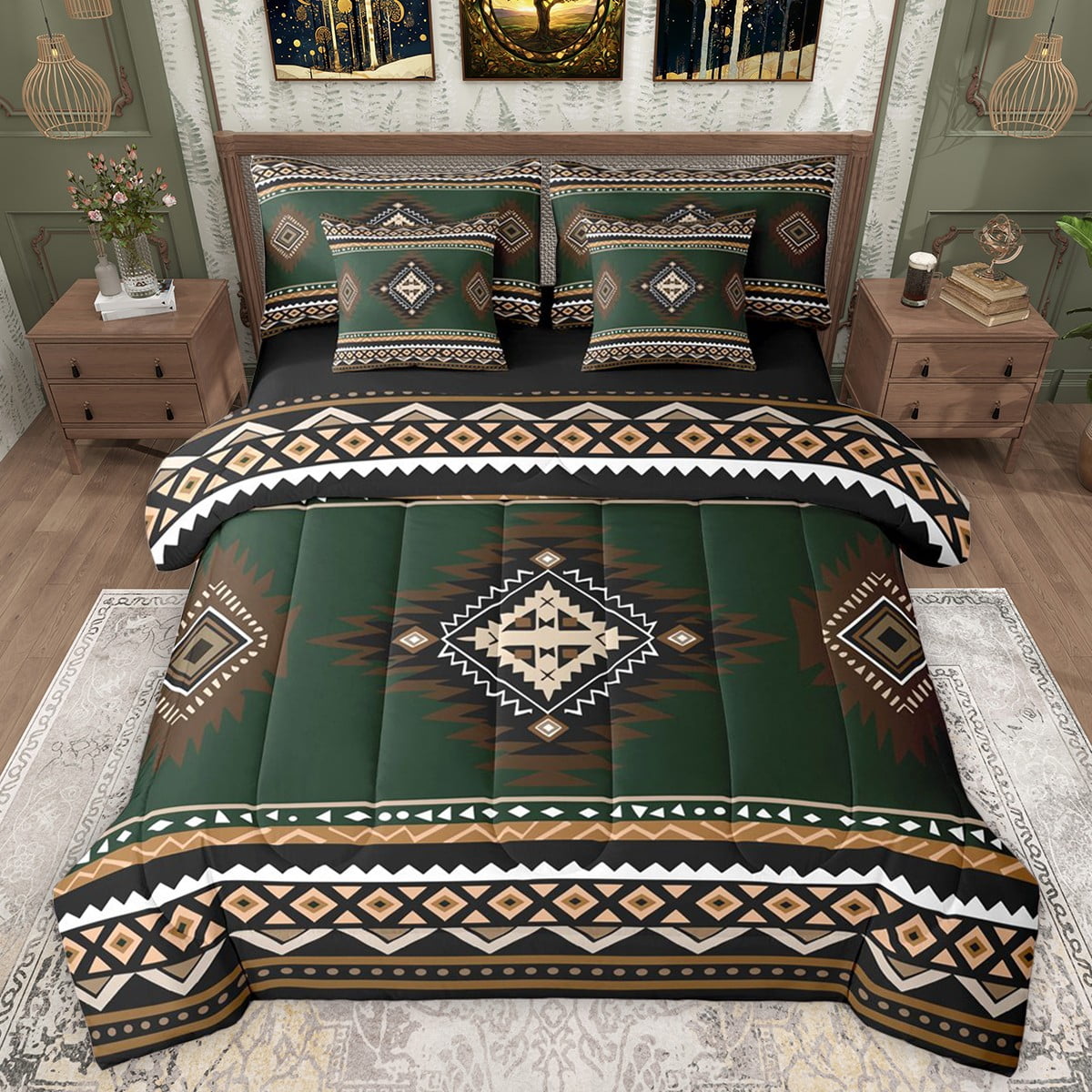 Manfei Hippie Aztec Bedding Comforter Set 7pcs for Female Men,Bohemian ...