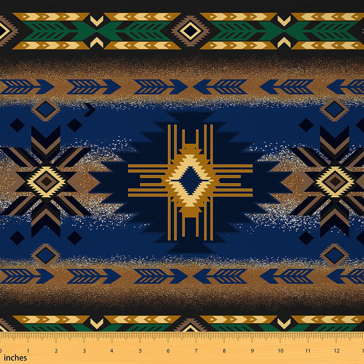 Manfei Hippie Aztec Sewing & Crafting Fabric (2 Yards), Navy Brown ...