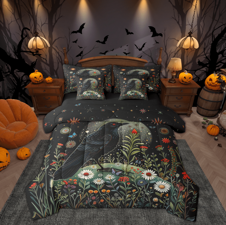 Manfei Hippie Black Crow Twin Bedding Sets 7-Piece for Kids, Rustic ...