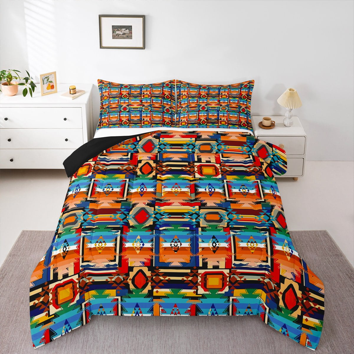 Manfei Hippie Geometric Aztec Bedding Comforter Set, Tribal Western ...