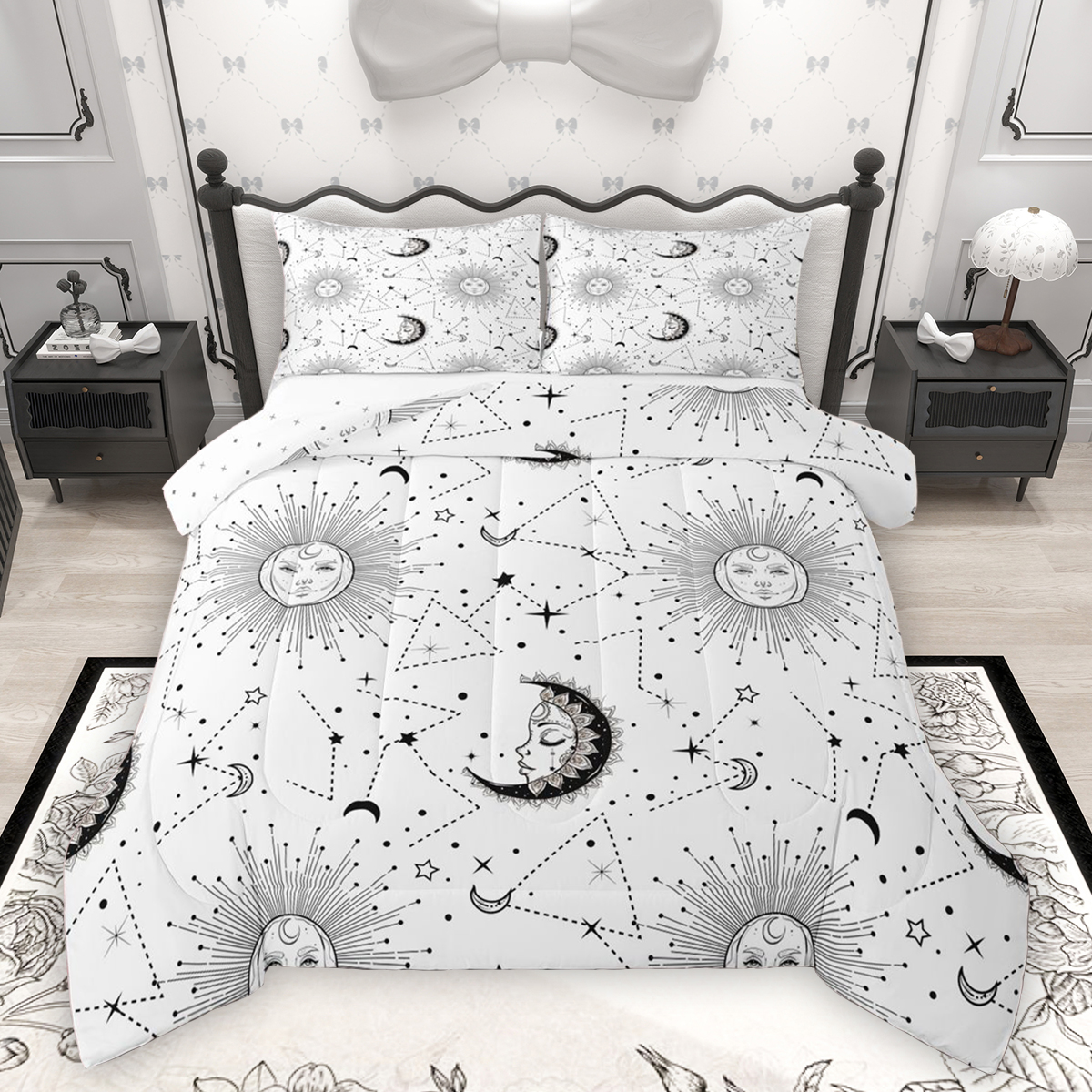 Homewish Hippie Moon Sun Bedding Comforter Set for Kids, Mystic ...