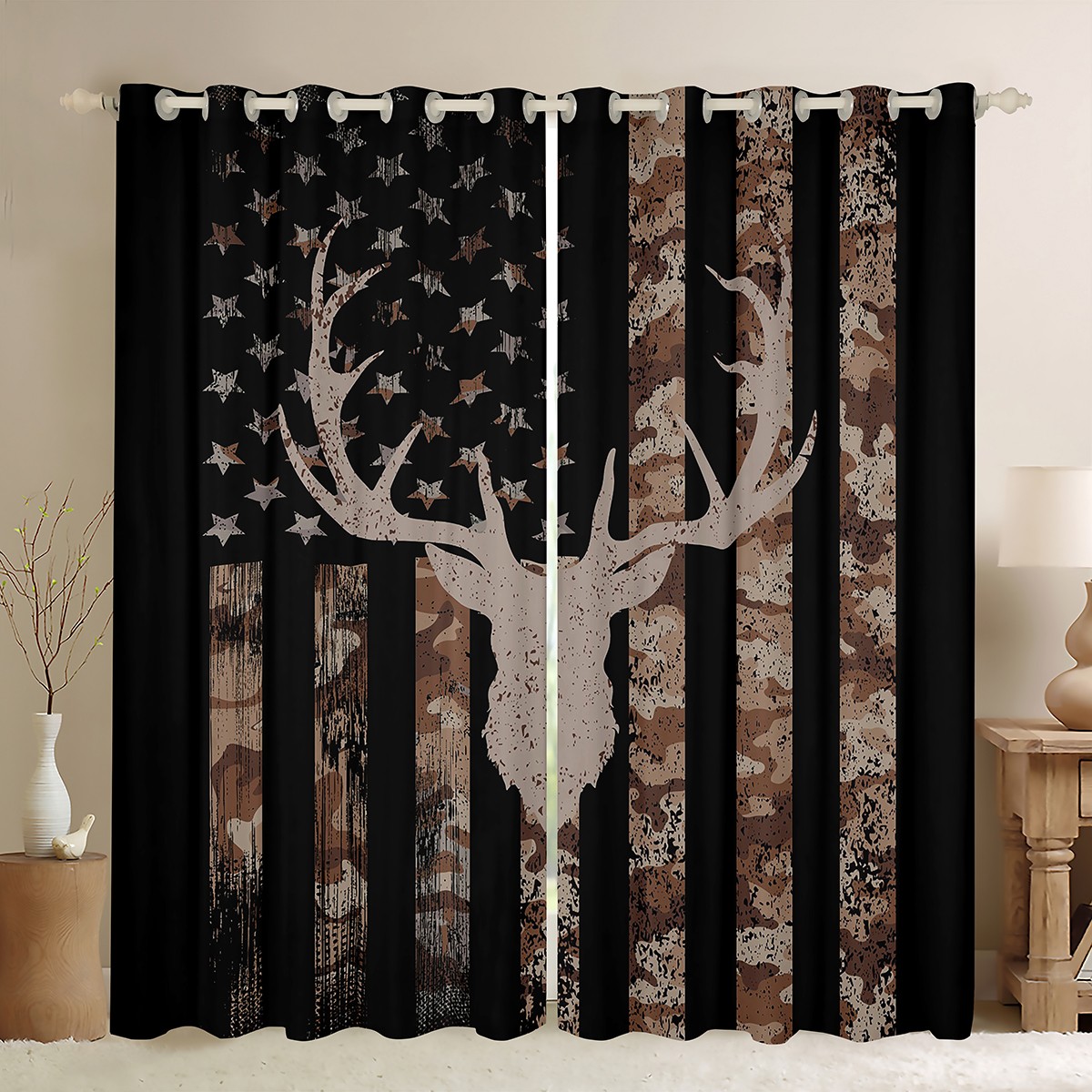 Manfei Hippie Moose Silhouette Blackout Curtains Set of 2 (52x84 Each ...