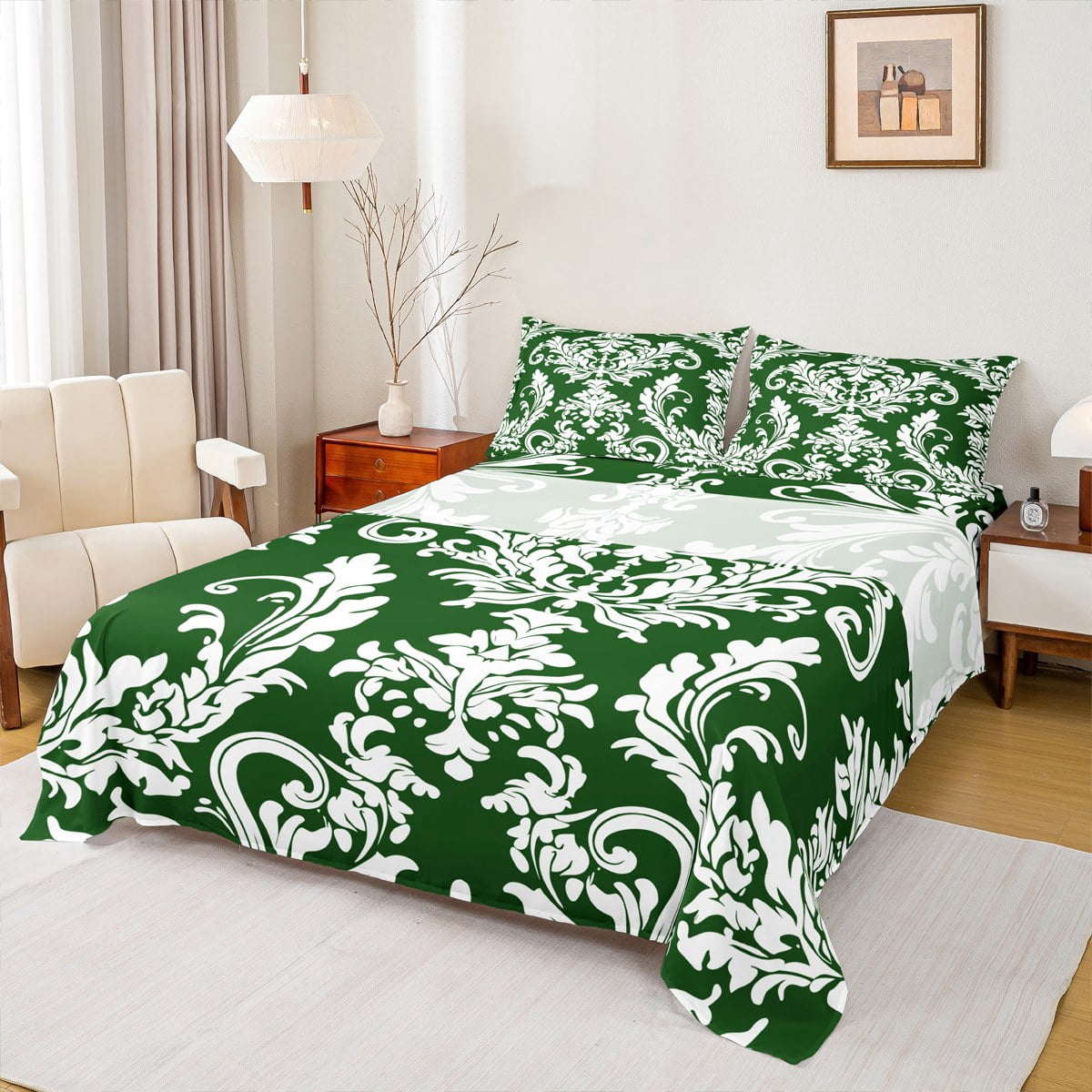 Manfei Hippie Western Damask Full Size Sheets, Green Western Mandala ...