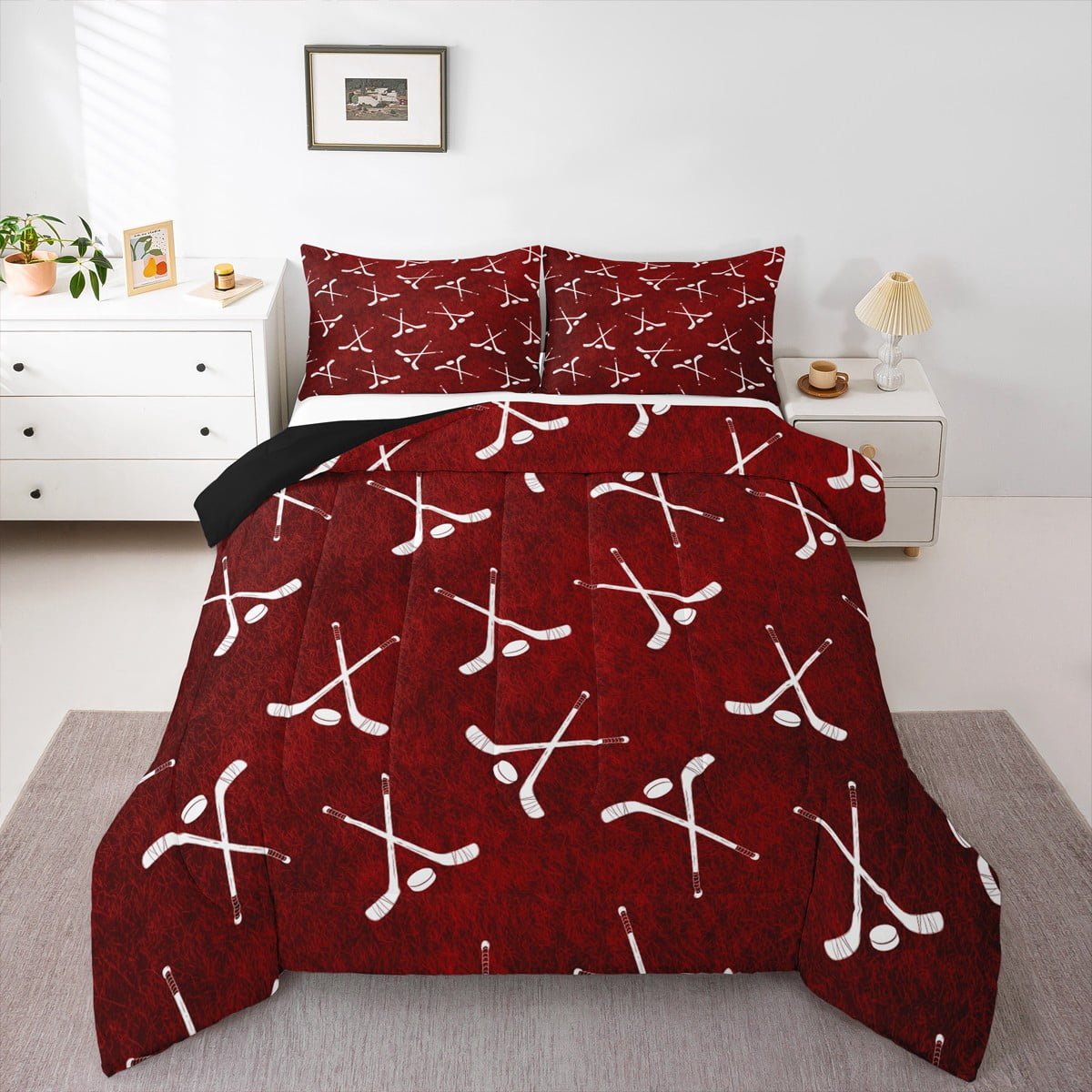 Manfei Hockey Sport Full Size Comforter Sets,Kids Ball Game Bedding ...