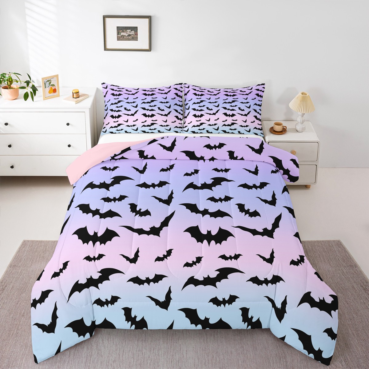 Manfei Horror Bat Bedding Comforter Set,Halloween Theme Twin Comforter ...