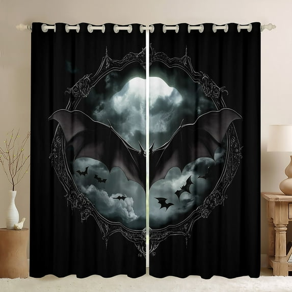 Manfei Horror Gothic Bat Blackout Curtains,Spooky Halloween Curtains ...