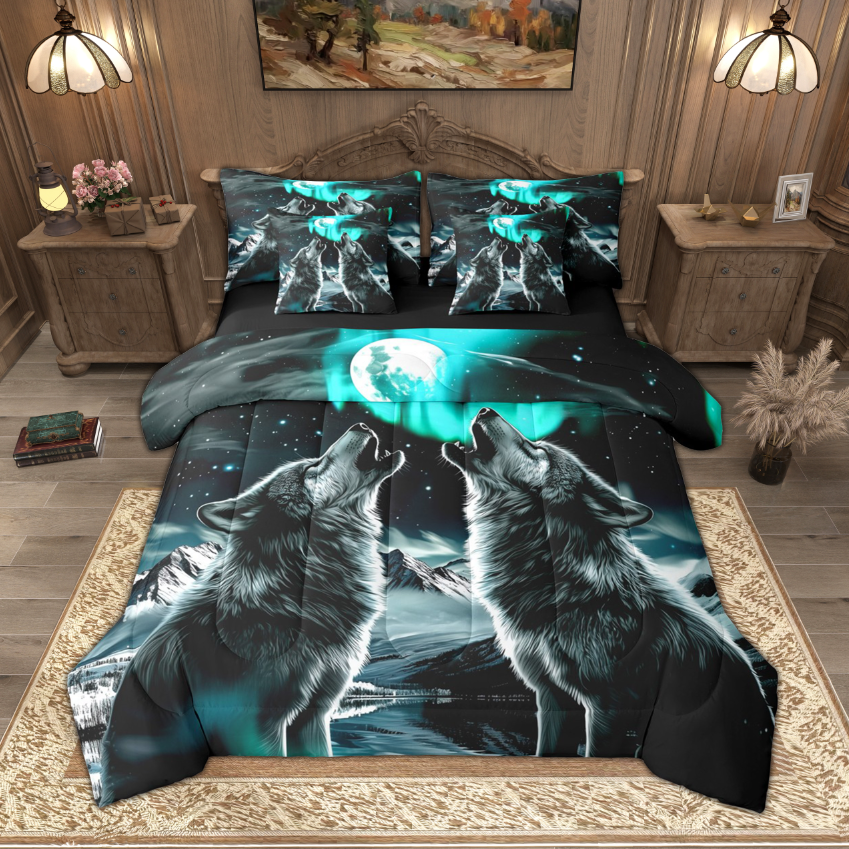 Manfei Howling Wolf Bedding Comforter Set 7pcs, Afro Safari Animal ...