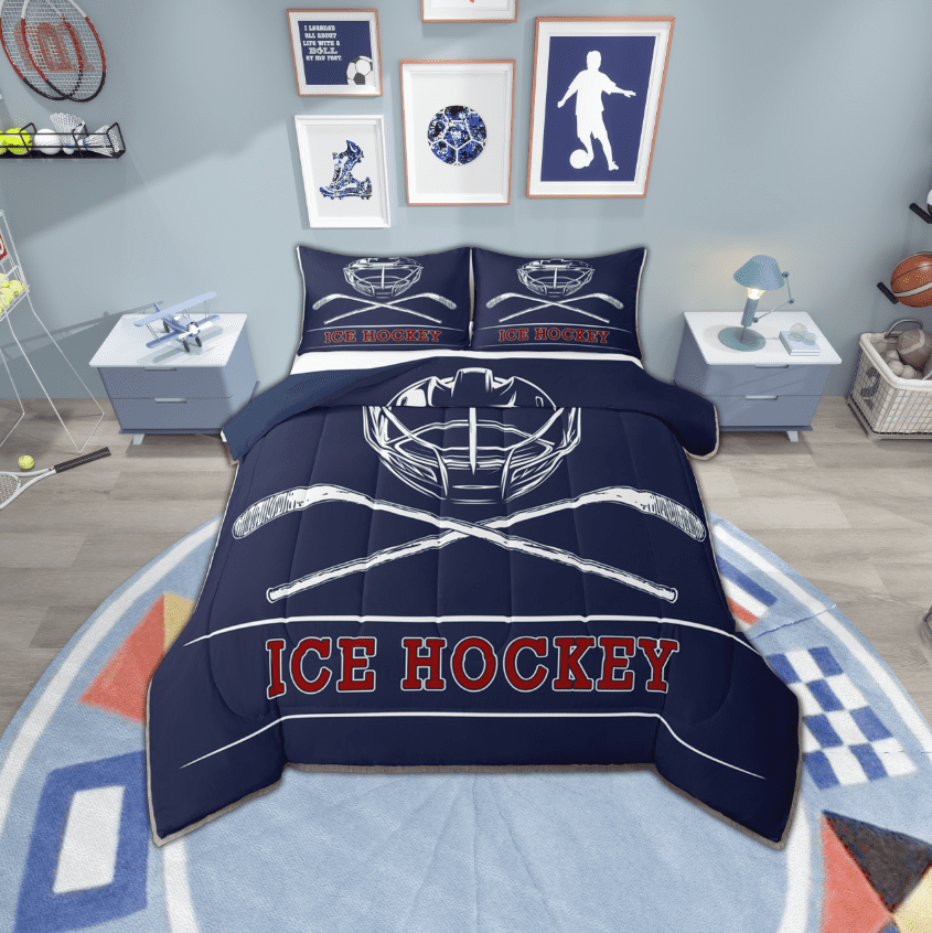 Manfei Ice Hockey Helmet Full Size Comforter Sets,Sport Theme Bedding ...