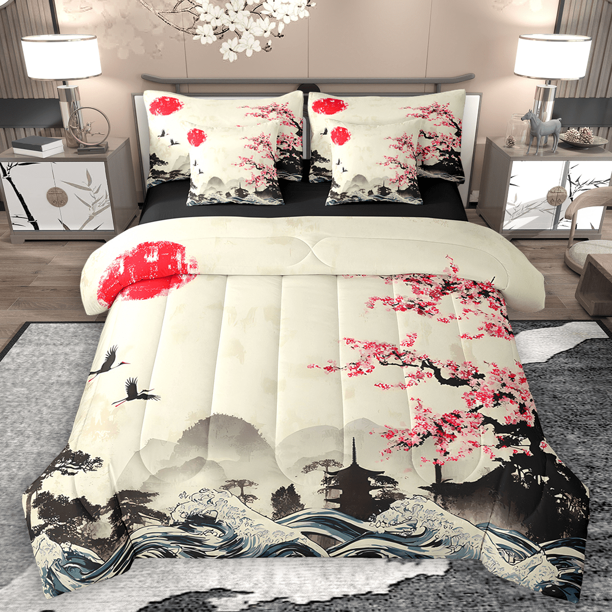 Manfei Japanese Style Bedding Comforter Set 7-Piece for Girls Women ...