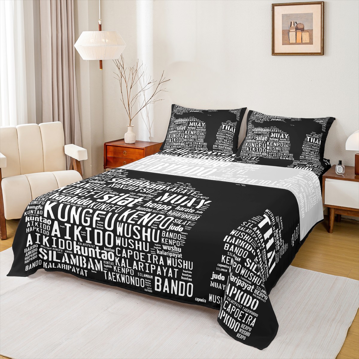 Manfei Japanese Taekwondo Teens Full Size Sheets, Tokyo Kungfu Bed ...