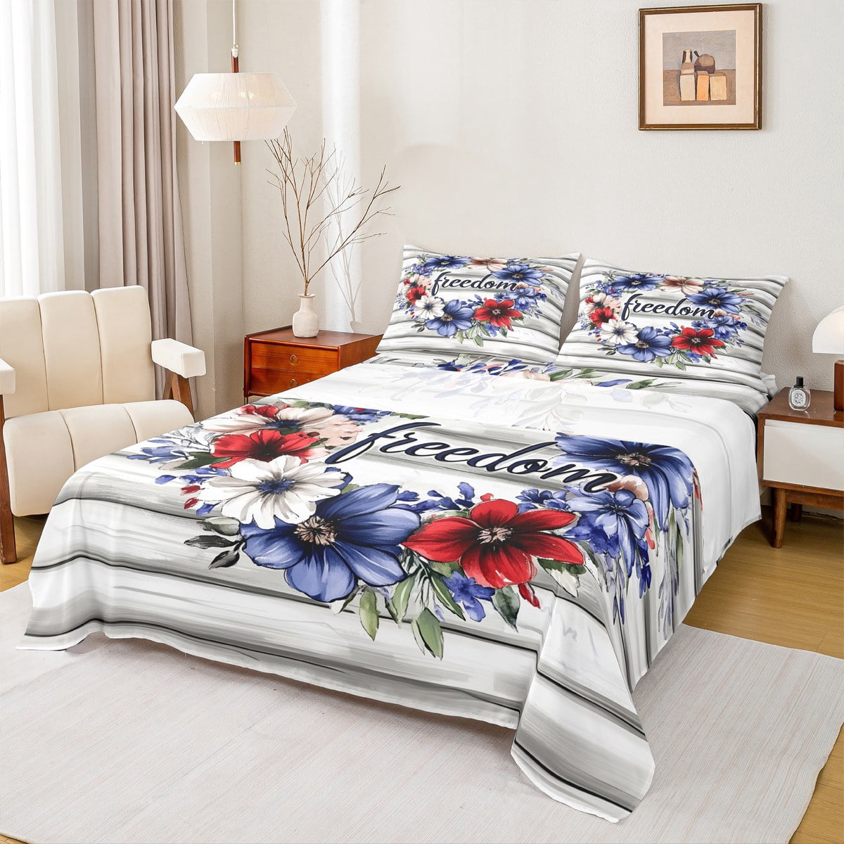 Manfei July 4Th Queen Sheet Sets,Freedom Independence Day Bedding Queen ...