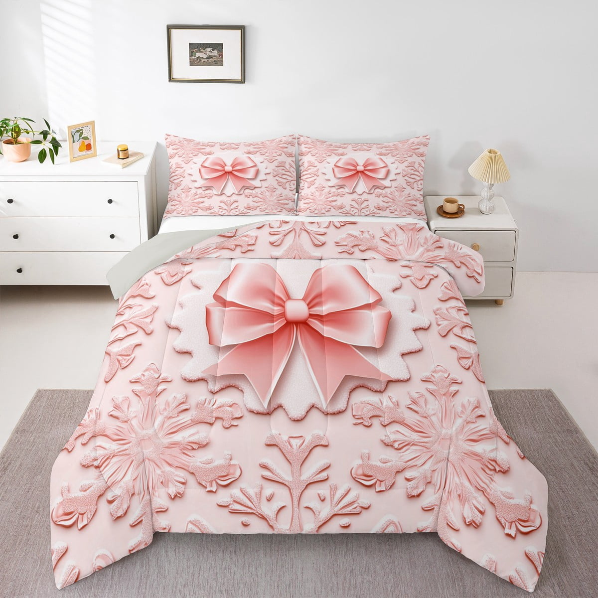 Manfei Kawaii Bow Tie Full Size Comforter Sets,Princess Bowknot Bow ...