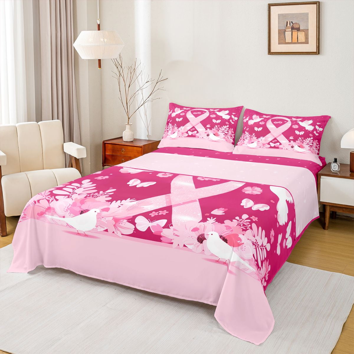 Manfei Kawaii Bow Tie Full Size Sheets,Rustic Flowers Bed Sheets,Cute ...