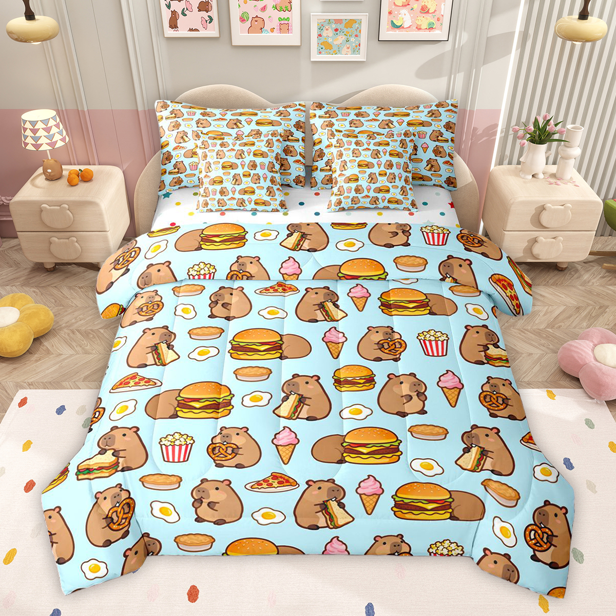 Homewish Kawaii Capibara Teens Twin Bedding Sets 7-Piece, Cute ...