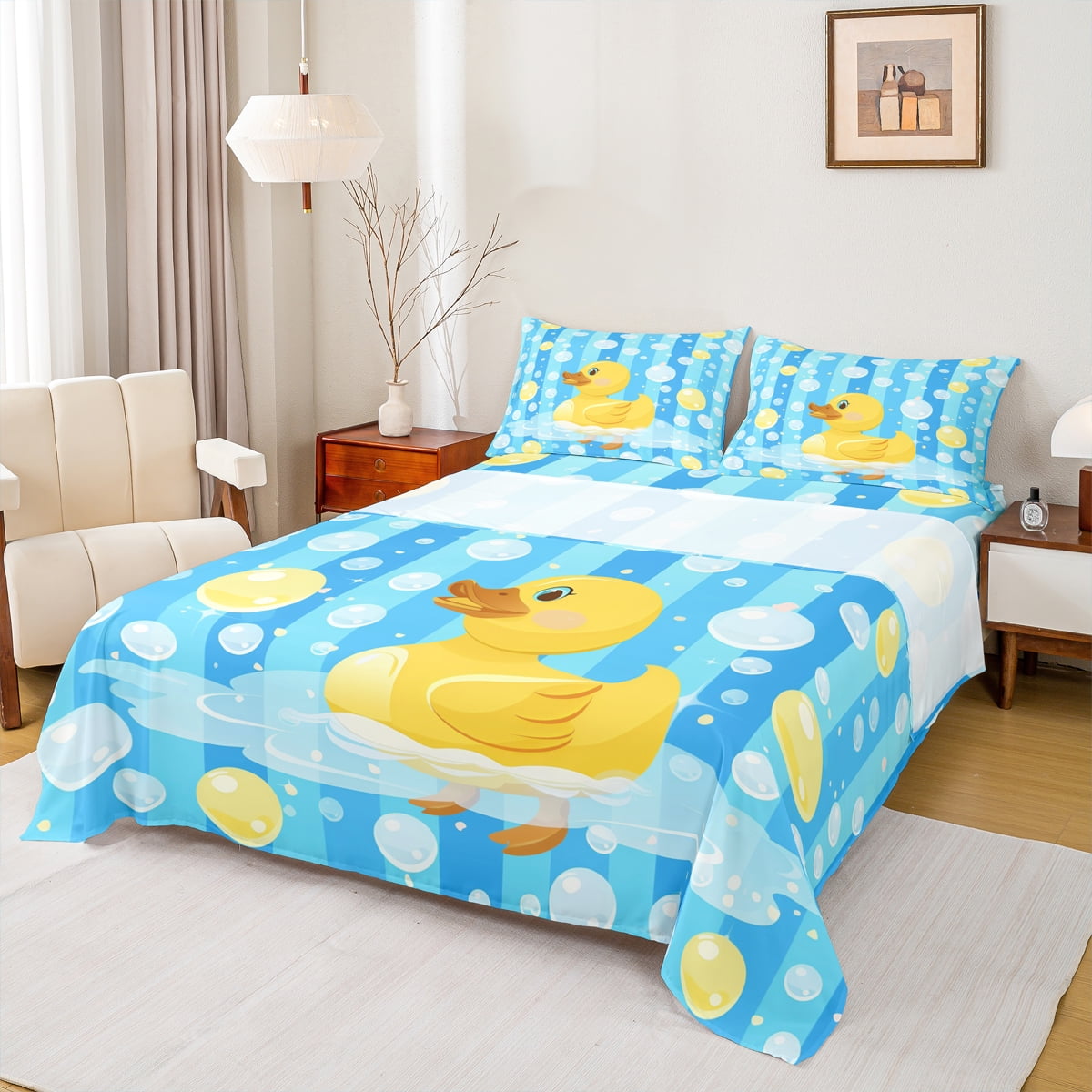 Manfei Kawaii Cartoon Duck Full Size Sheets for Teen, Cute Ocean Animal ...