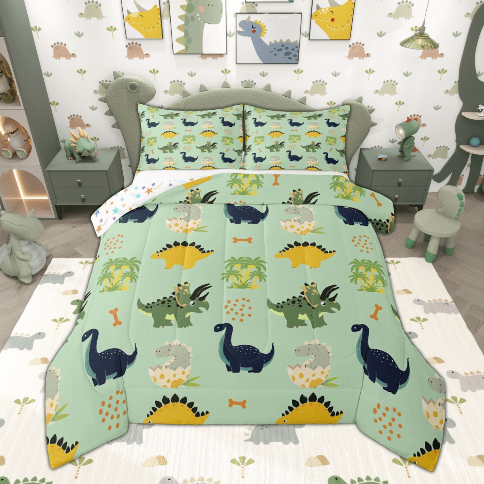 Manfei Kawaii Dinosaur Full Size Comforter Sets for Kids Boys Girls ...