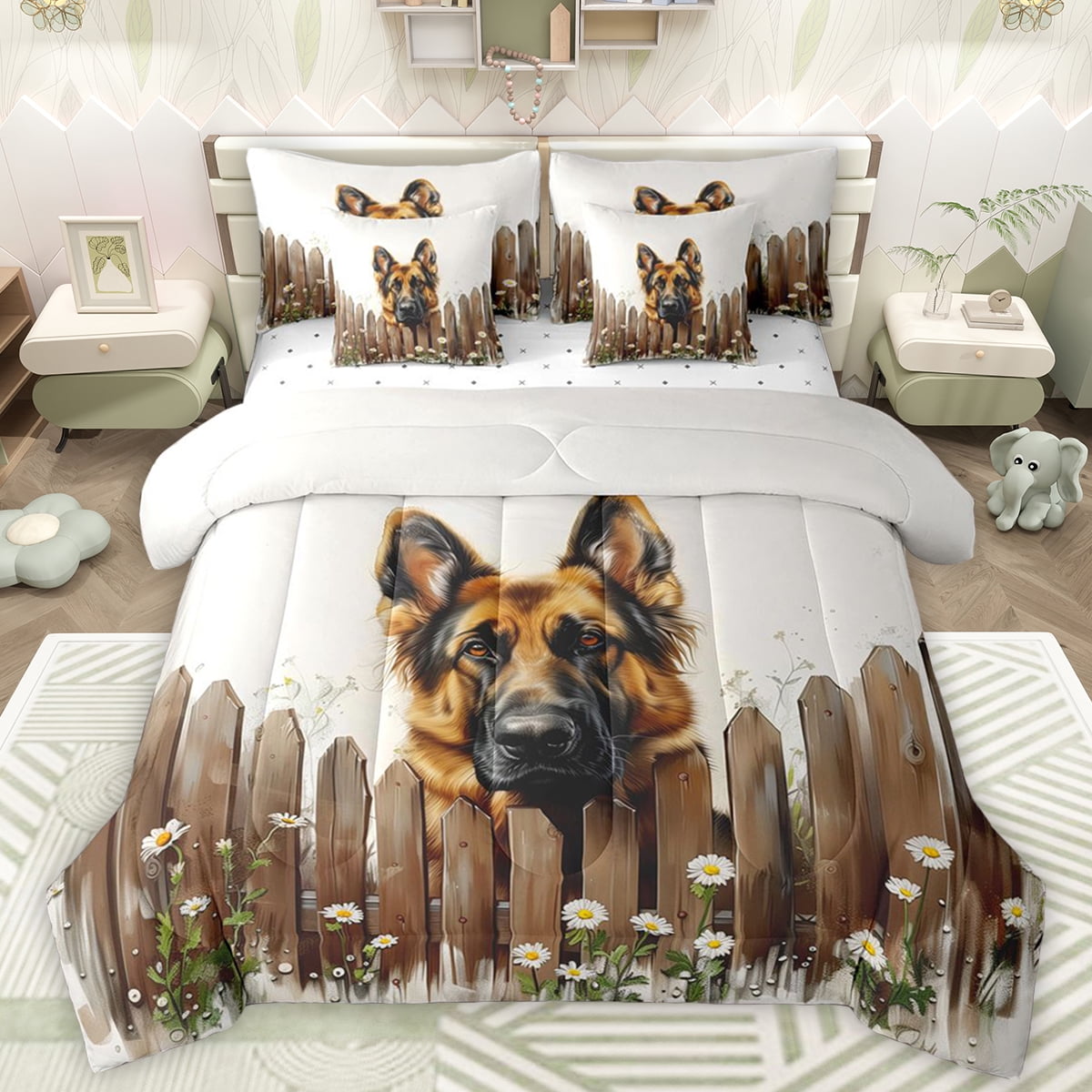 Manfei Kawaii Dog Animal Bedding Comforter Set 7 Pieces for Teens ...