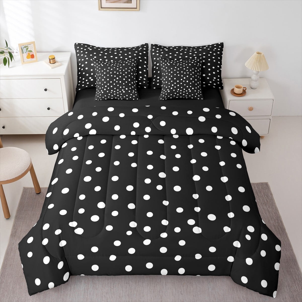Manfei Kawaii Dot Pattern 7 Pieces Bedding Comforter Set,French Wave ...